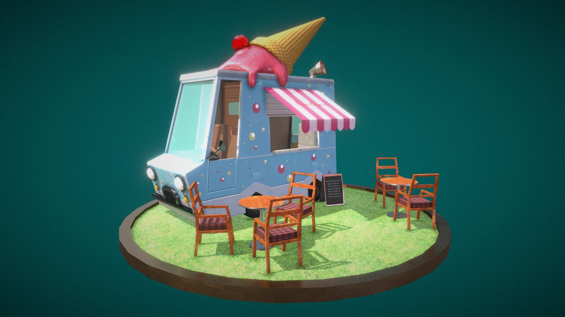 Ice Cream Truck - 3D model by xanimvm [e5adc18] - Sketchfab