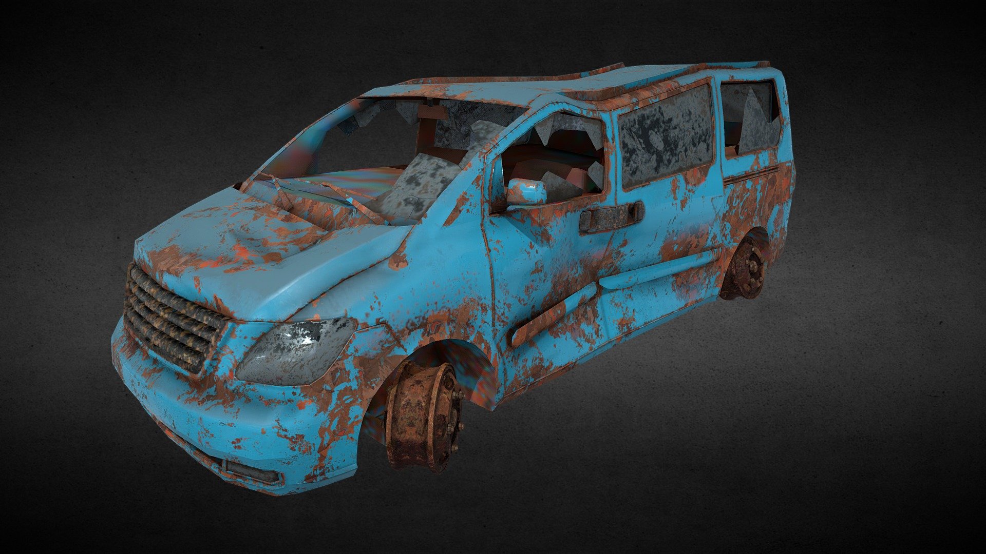 Post-Apocalyptic Abandoned Minivan - Buy Royalty Free 3D model by ...