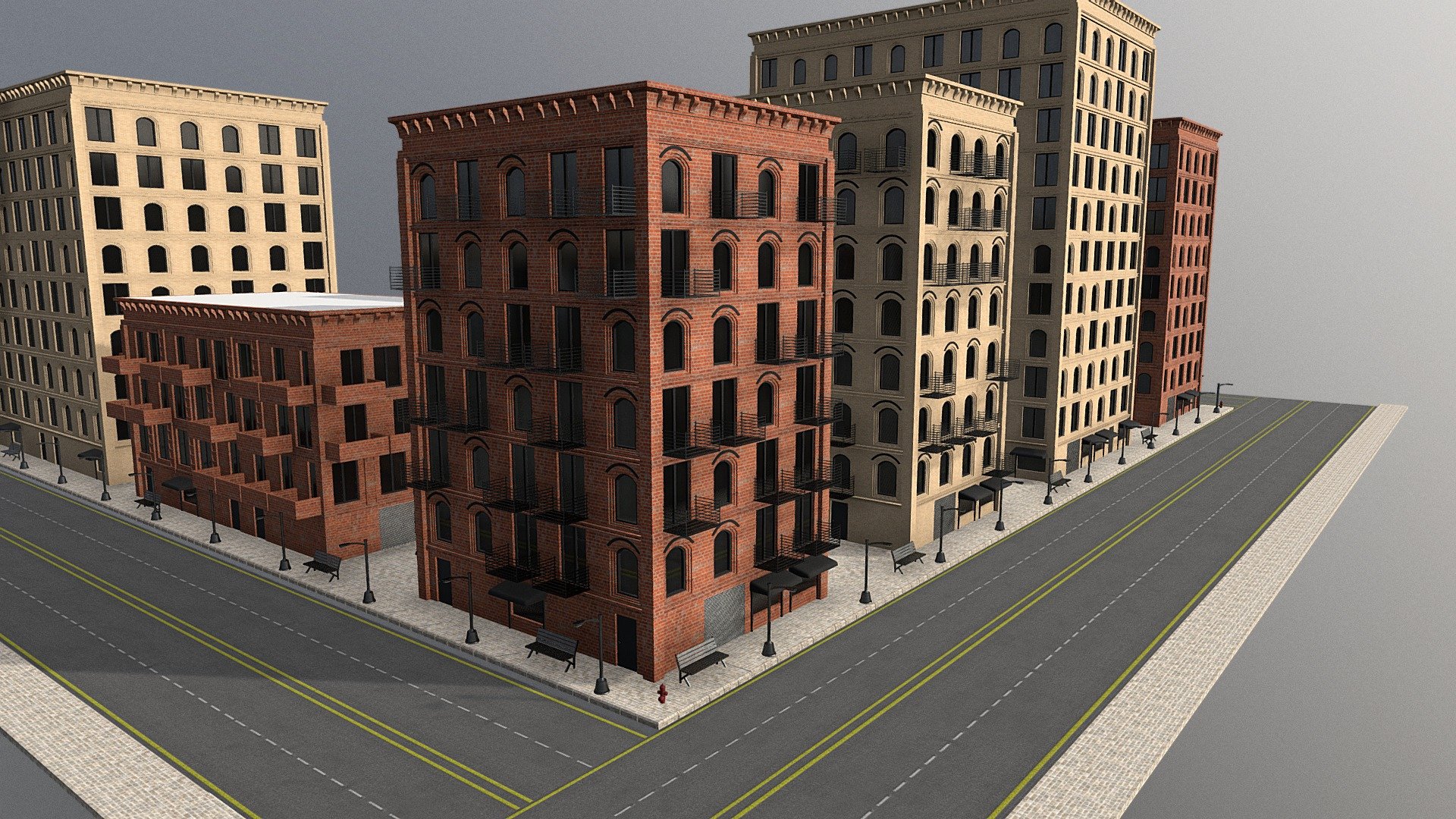 Street modular - 3D model by onur.3d [e5c9123] - Sketchfab