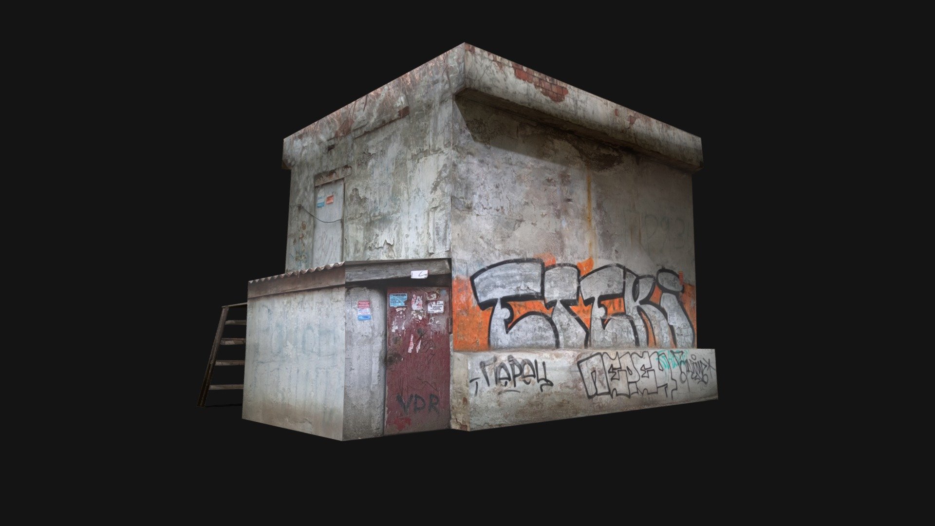 Strange building with graffity "Eteki" - Download Free 3D model by ...