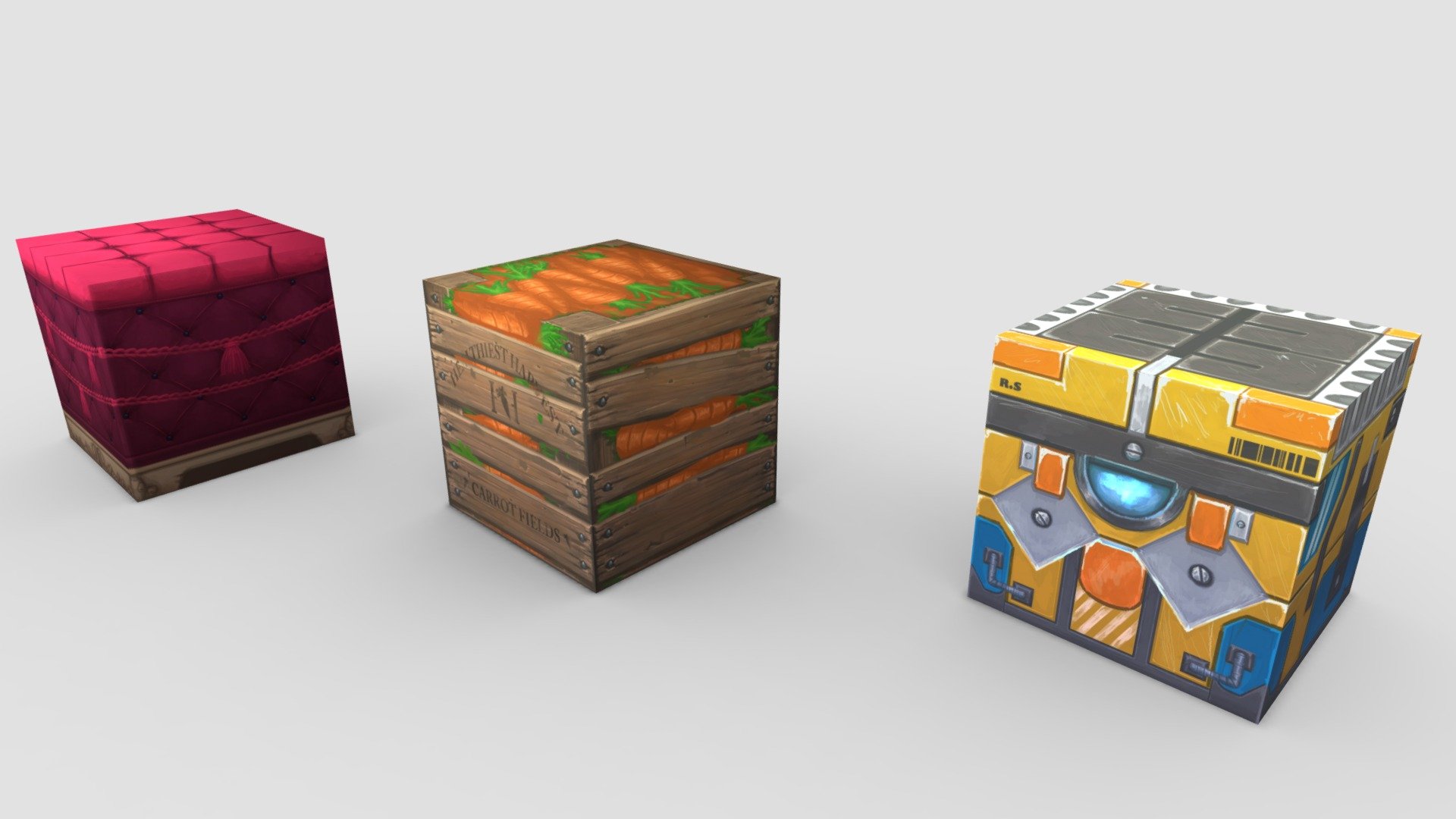 Three stylized cubes - 3D model by Ingoro [e5e36cc] - Sketchfab