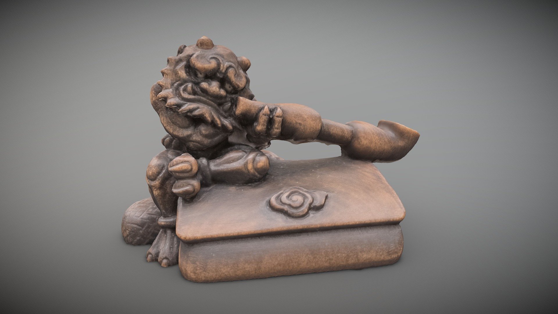 Japanese Netsuke Sculpture - Demon With Pipe - 3D model by ShacharWeis ...