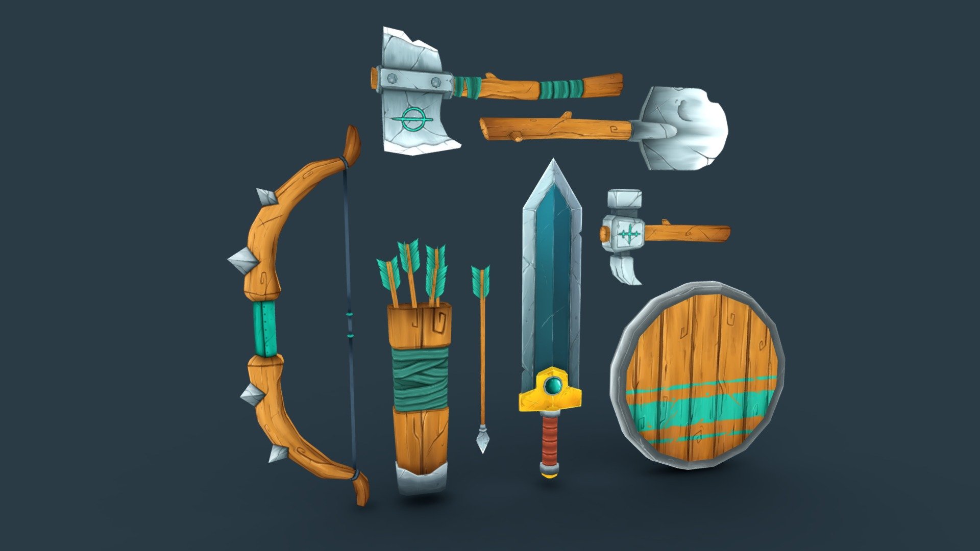 Fantasy weapons and tools (asset pack) - Buy Royalty Free 3D model by ...