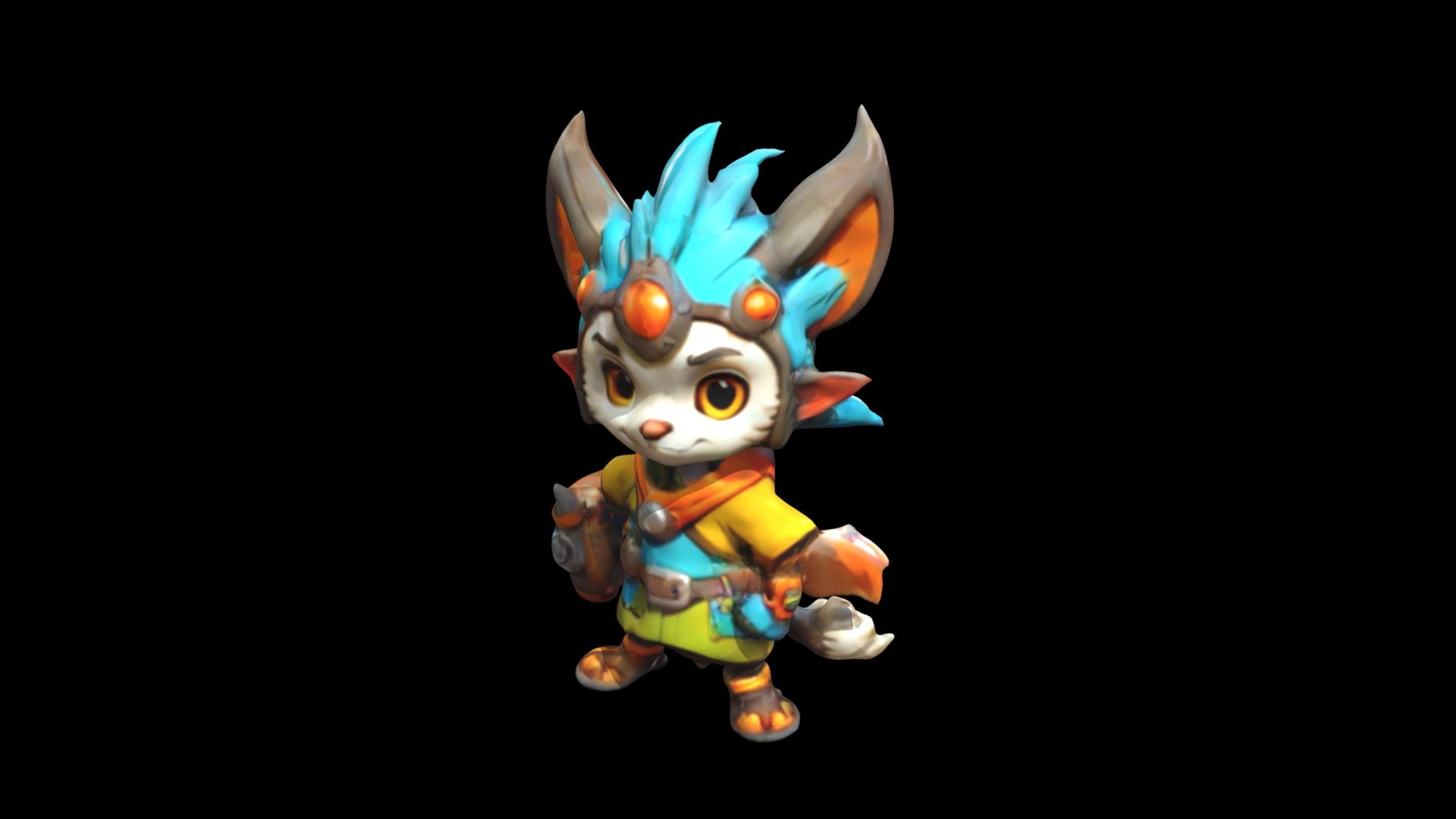 a cartoon character wearing a blue and orange - Download Free 3D model ...