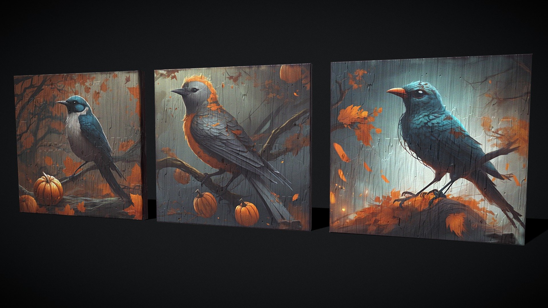 Halloween Bird Paintings Pack Two - Buy Royalty Free 3D model by ...
