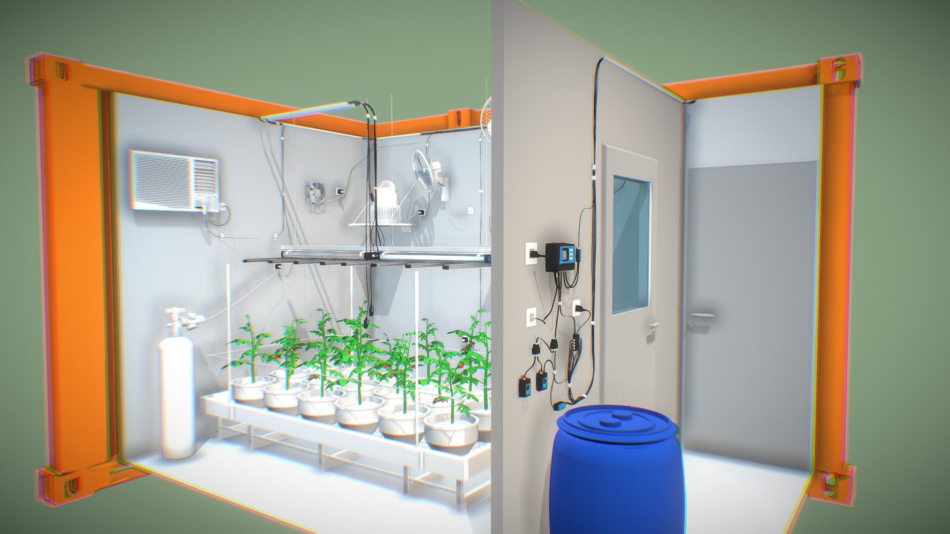 Indoor cargo container Greenhouse - 3D model by shinner (@TrolMaster ...