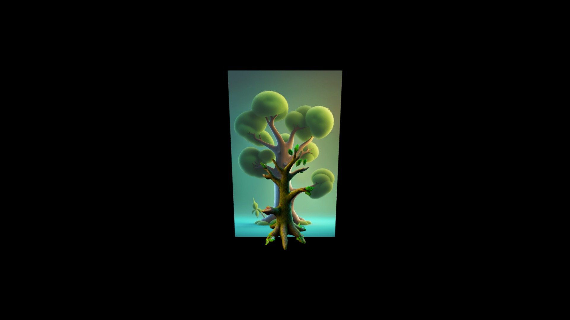 cartoon tree with green leaves and a bird perch - Download Free 3D ...