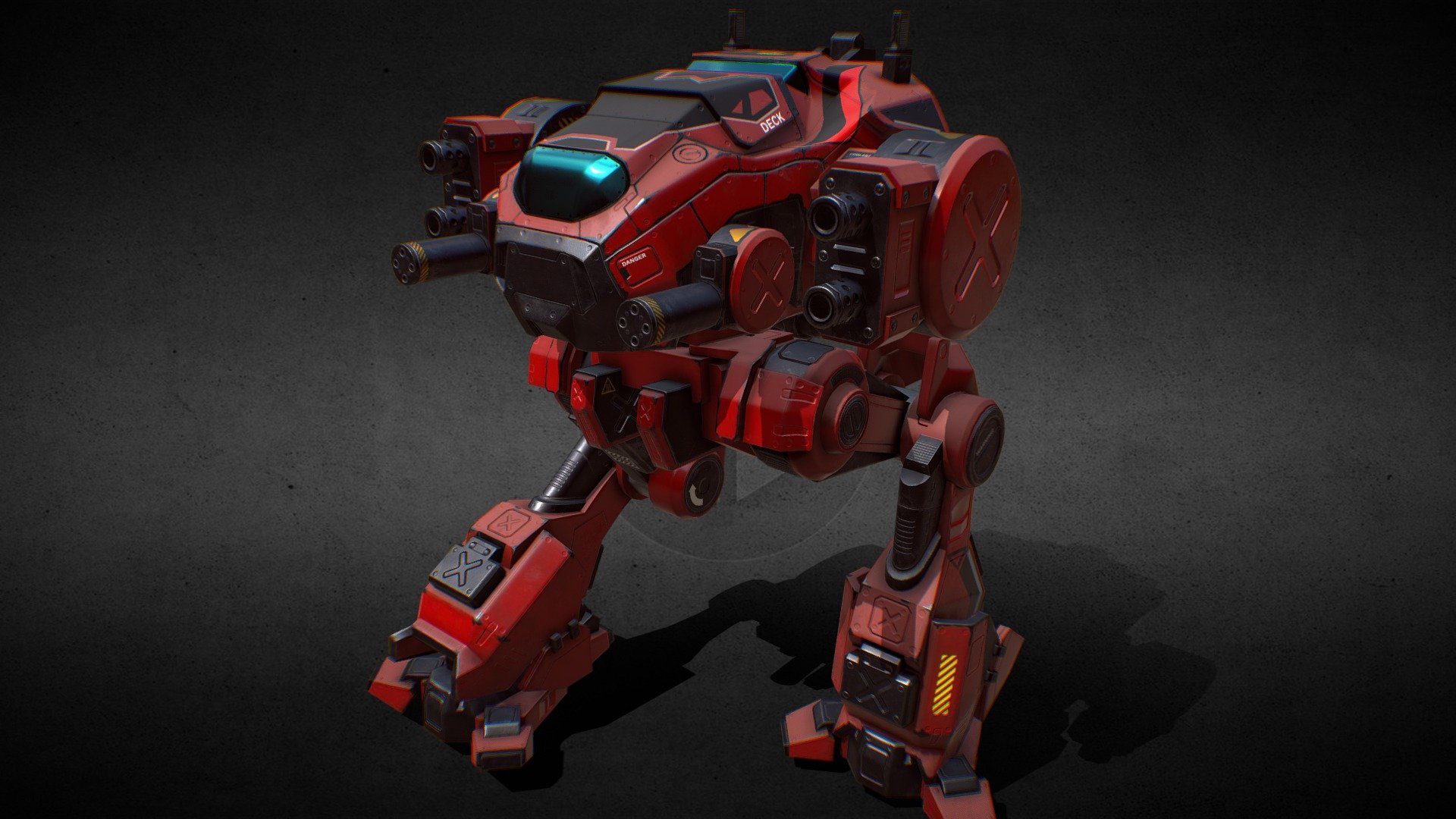Battle Mech v4 red - 3D model by Dmitrii_Kutsenko (@Dmitrii_Kutcenko ...
