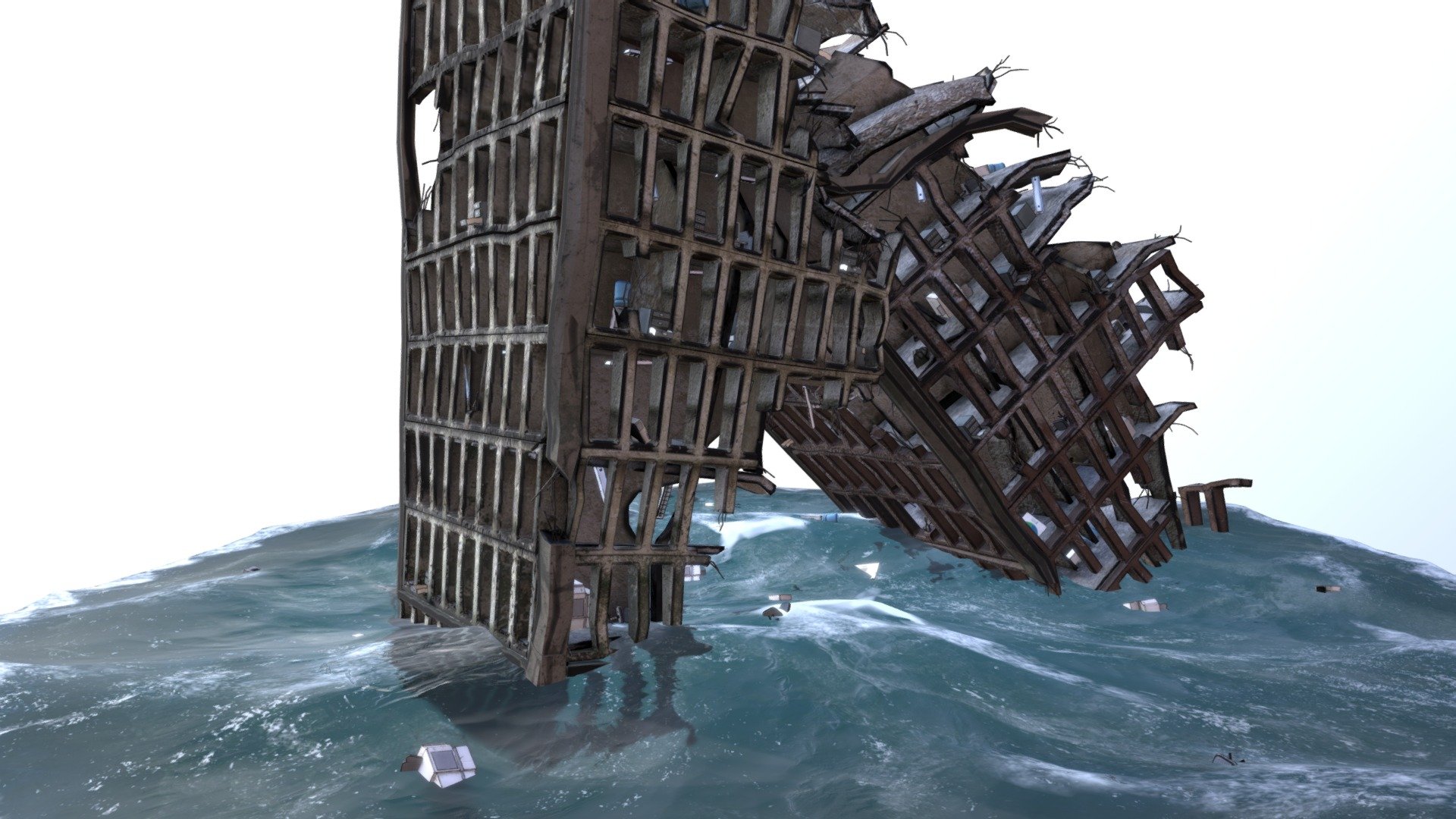 Flooded Office Towers - 3D model by Jurgen Draws Stuff ...