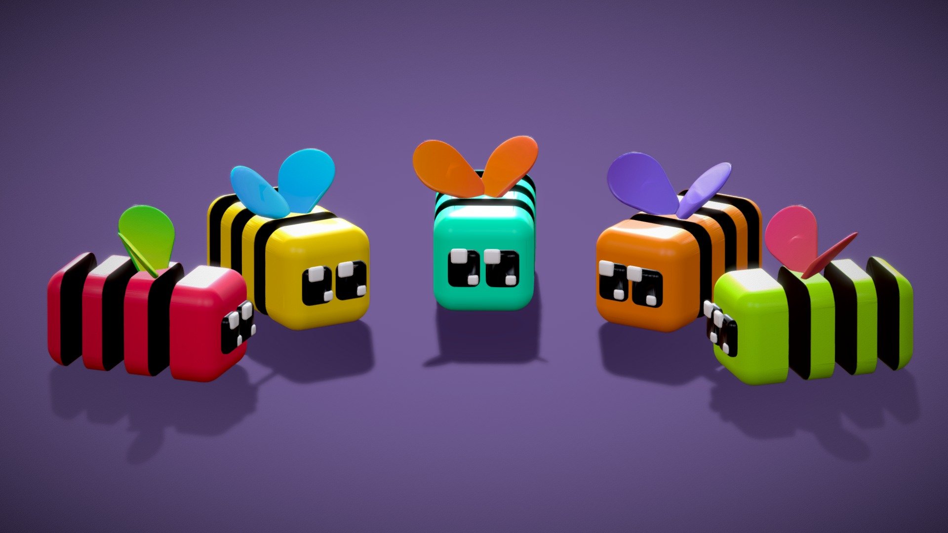 Cubical Bees Meetup - Five Bee - Mid Poly Art - Download Free 3D model ...