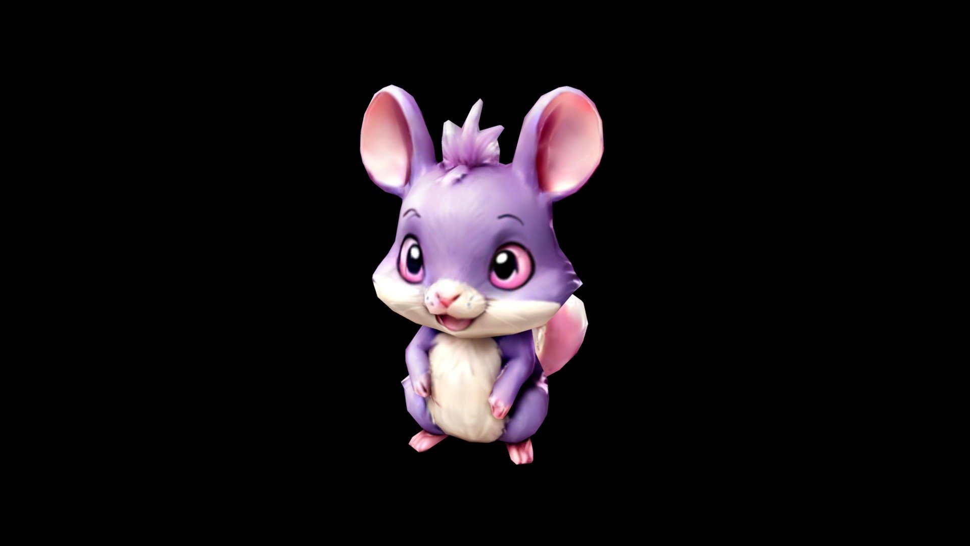 A cartoon-style mouse with purple and white fur, - Download Free 3D ...