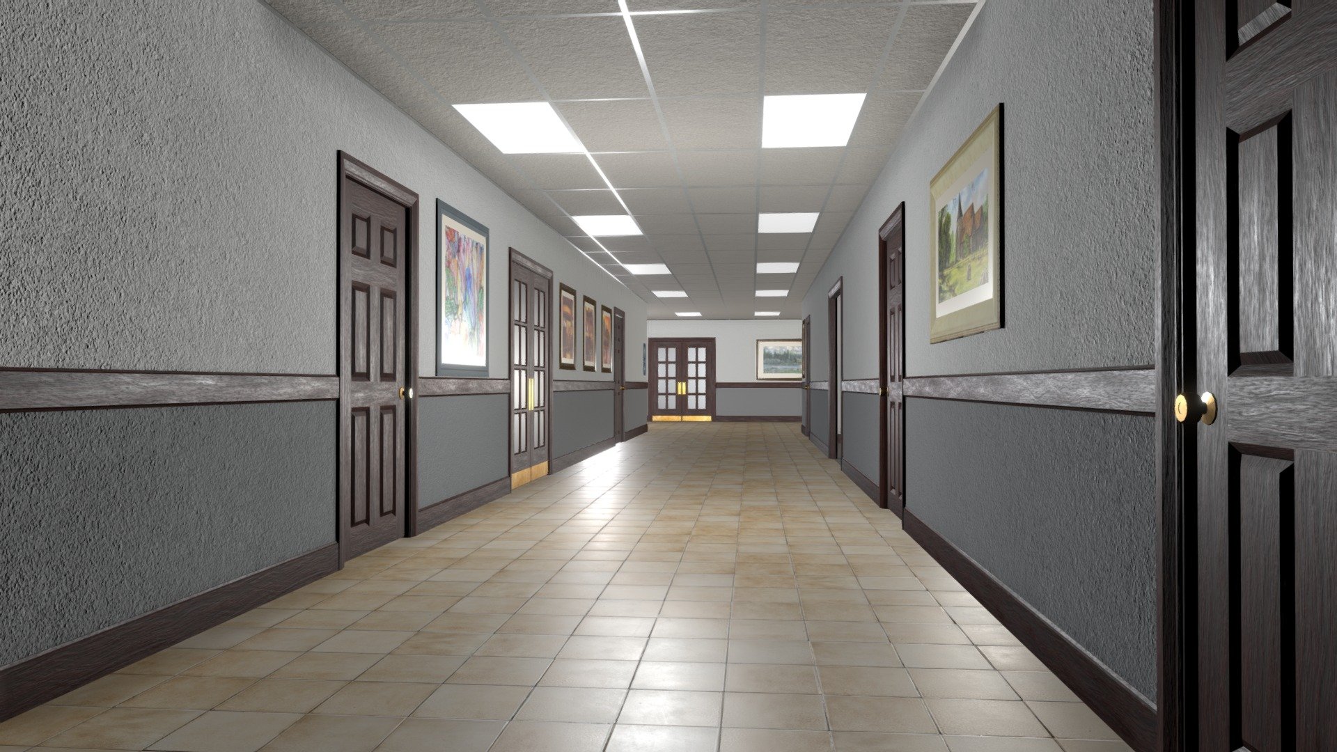Office Building Hallway VR - Buy Royalty Free 3D model by jimbogies ...