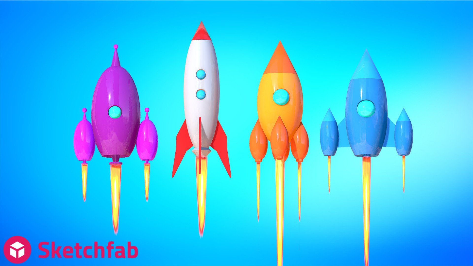 4 Stylized Space Rocket Pack - Buy Royalty Free 3D model by Sam3D ...