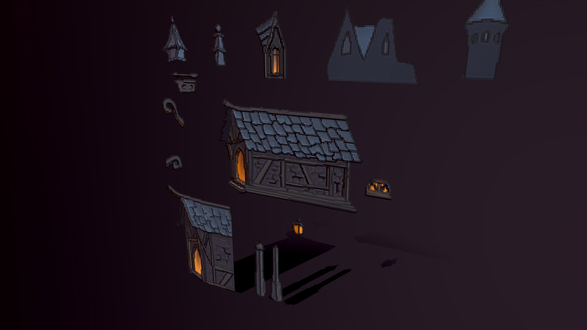 Set for a lit 2D pixel scene - 3D model by Pierre (@daalvehn) [e744070 ...
