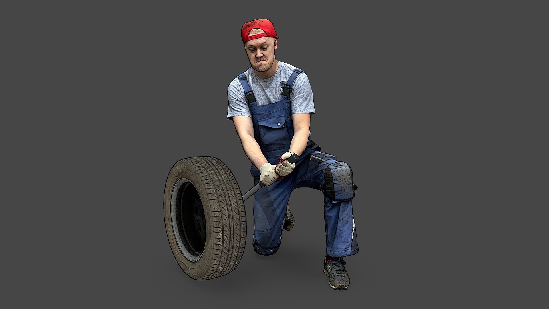 Car Mechanic Changes a Wheel - 3D model by kanistra [e757033] - Sketchfab