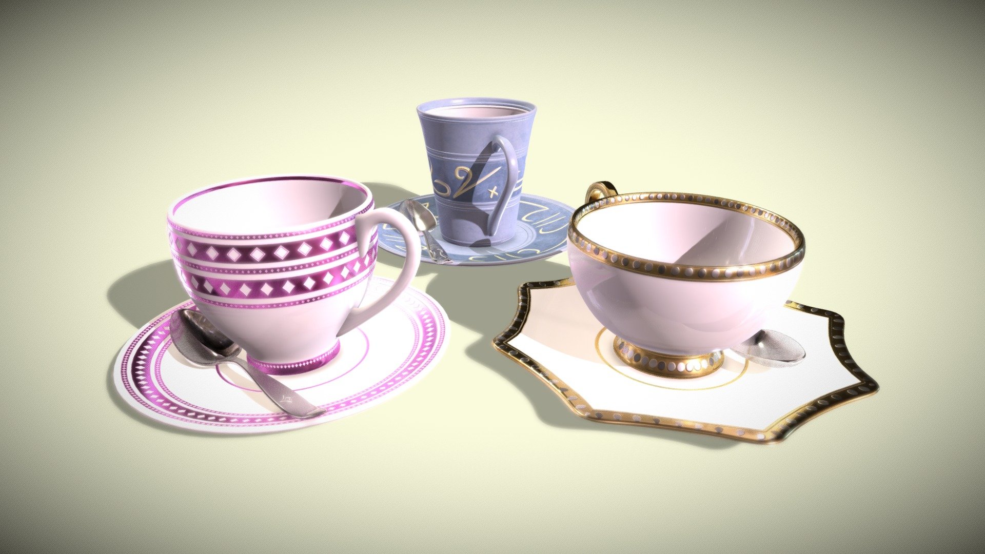 3 Tea Cup Sets - Buy Royalty Free 3D model by Ed (@Ed3D.Blend) [e757cdf ...