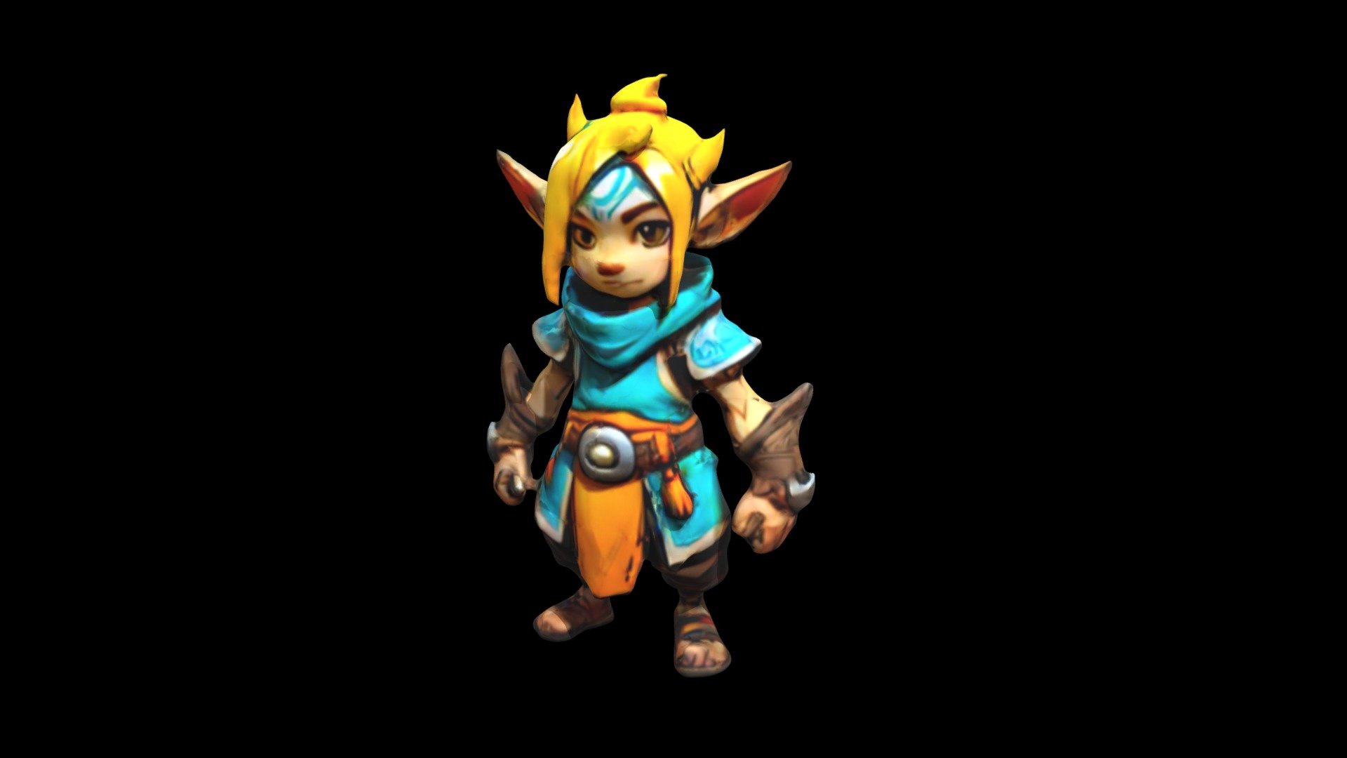 a cartoon character with a blue and orange ou - Download Free 3D model ...
