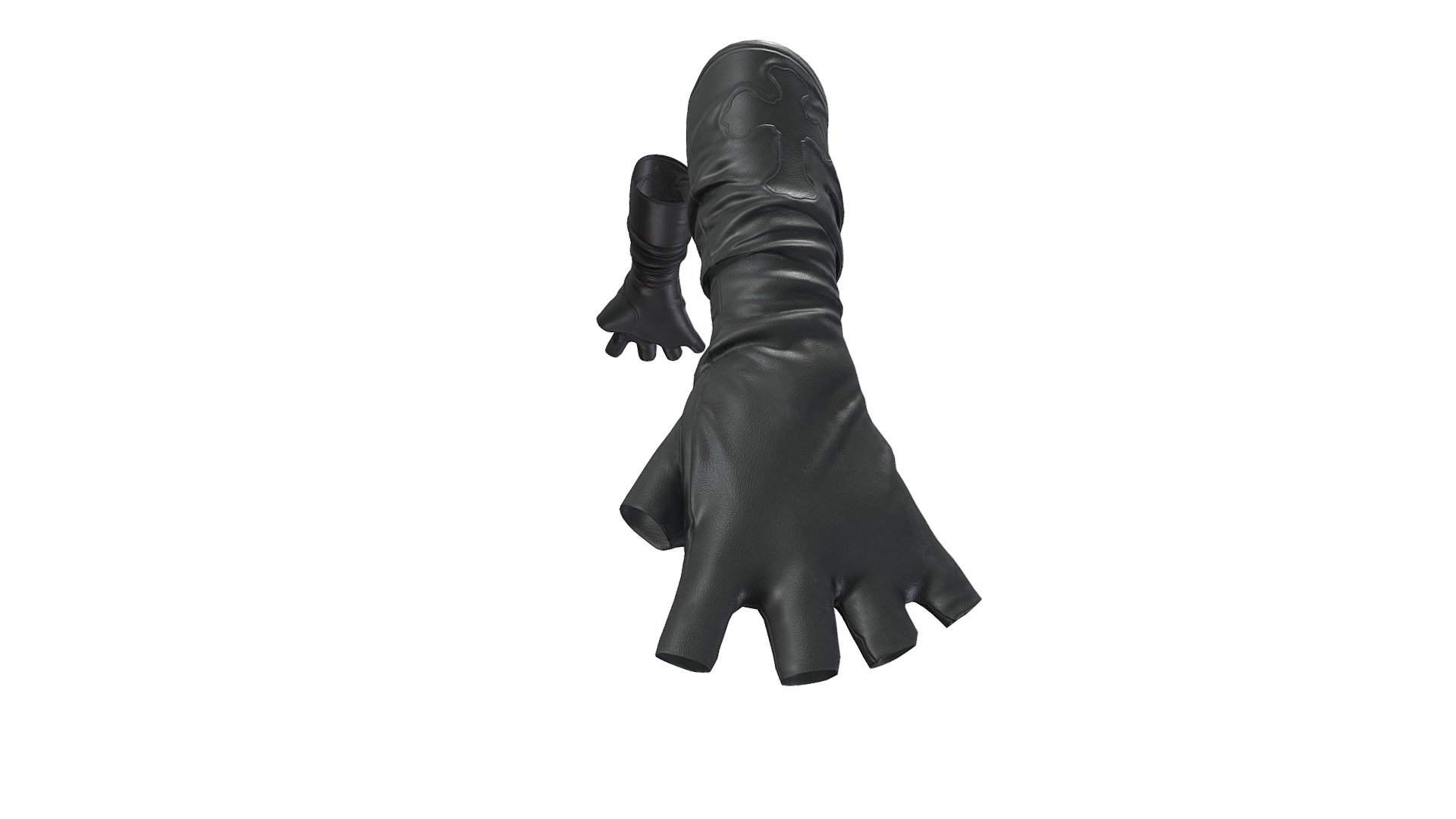 Female Black Leather Long Fingerless Gloves - Buy Royalty Free 3D model ...