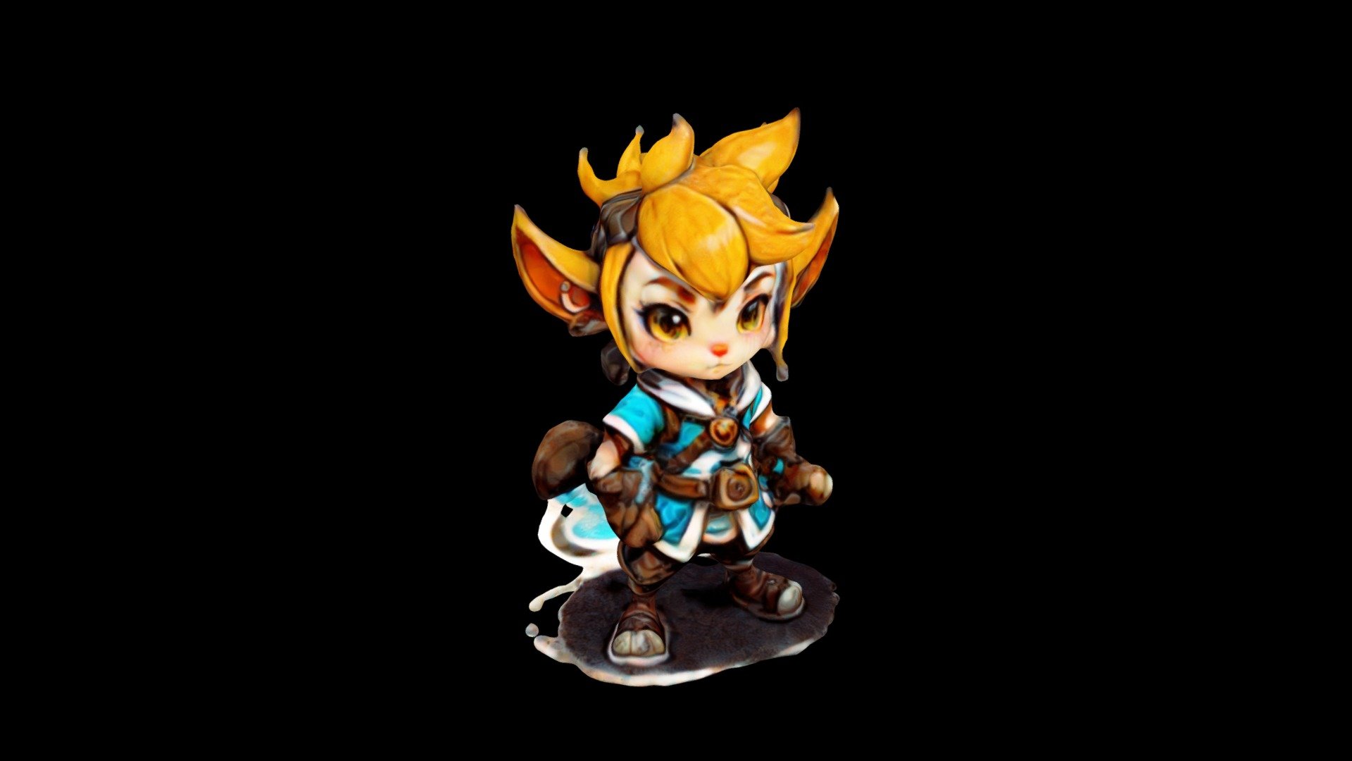 a cute chibi character dressed as a cat knight t - Download Free 3D ...