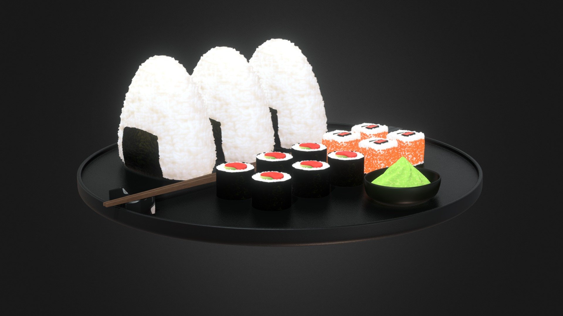 Onigiri and Sushi - 3D model by Petaru [e788b82] - Sketchfab