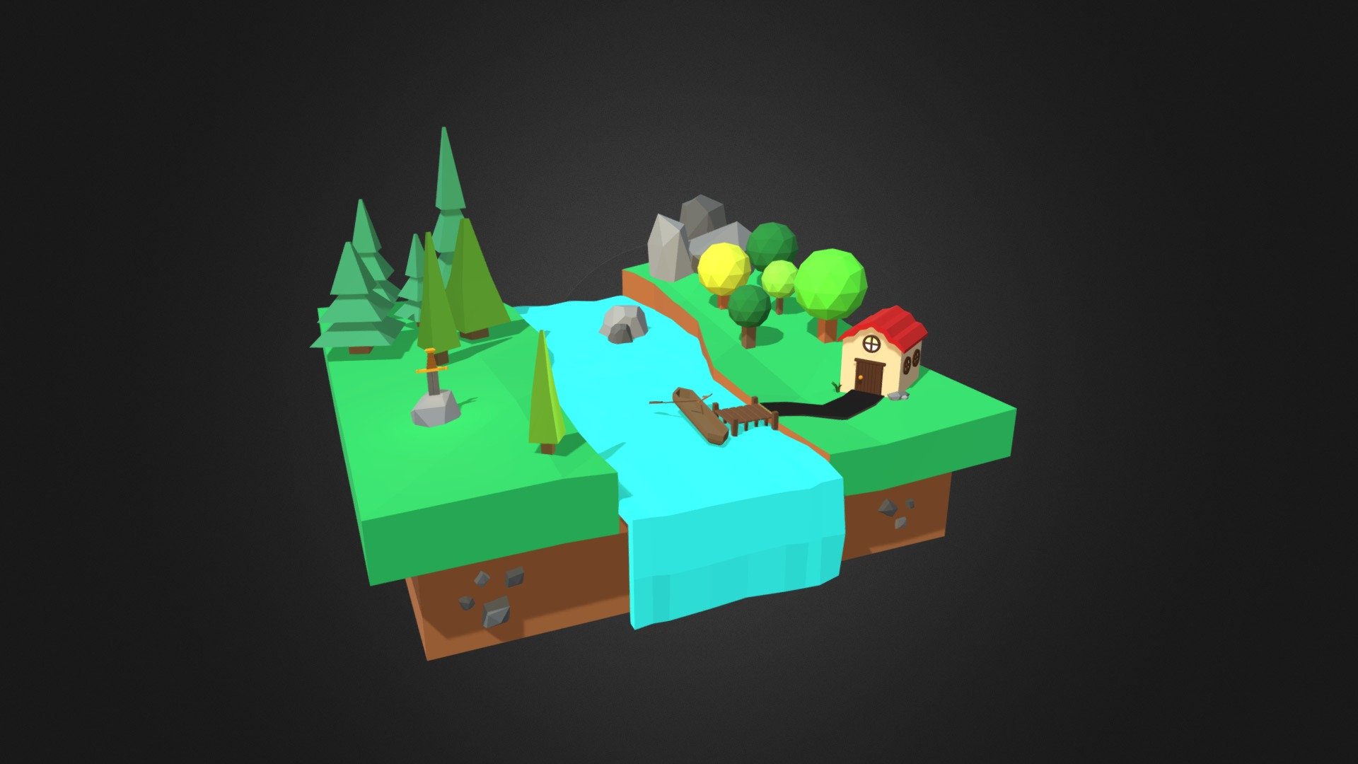 LowPoly terrain - 3D model by vazquez.se [e789880] - Sketchfab