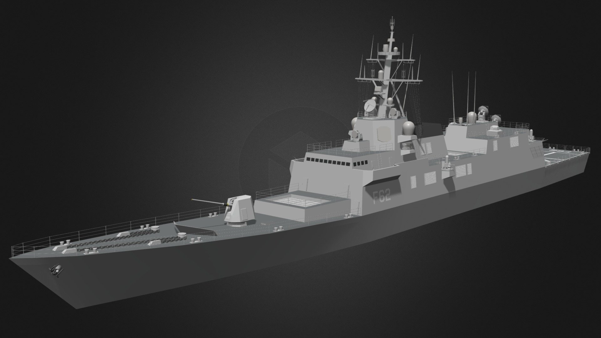 USS FLETCHER FFG-62(fictional missile frigate) - 3D model by ...