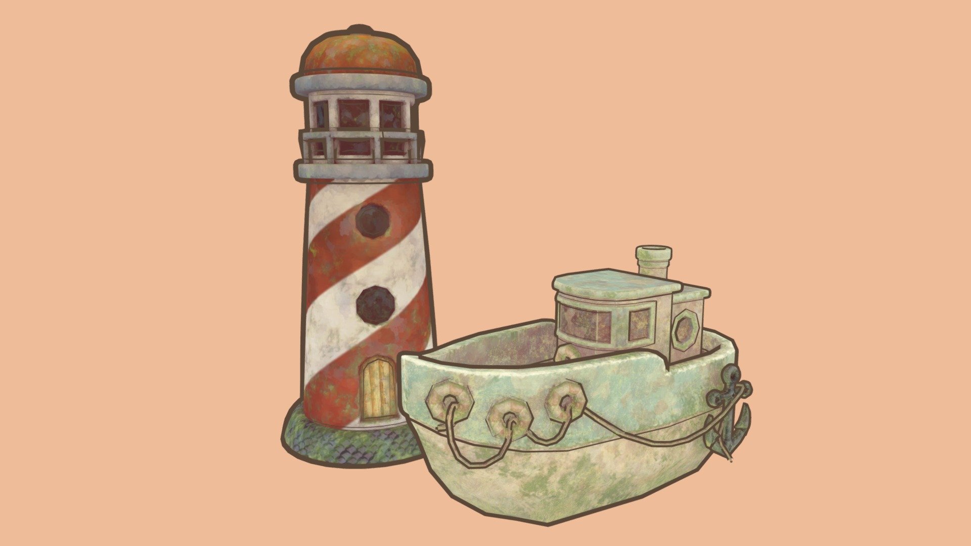 Lighthouse & Boat - 3D model by minmintea (@tvcomet) [e79436e] - Sketchfab