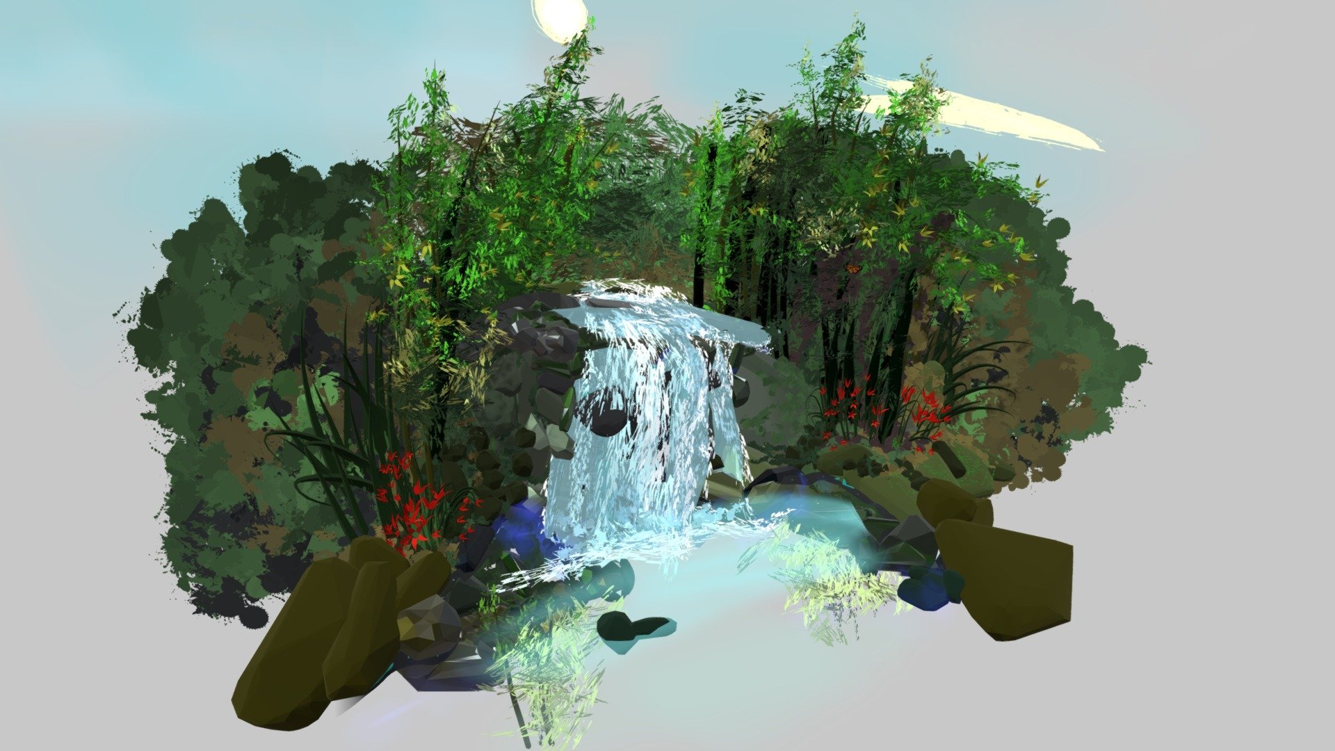 Butterfly Waterfall - Buy Royalty Free 3D model by Amreena ...