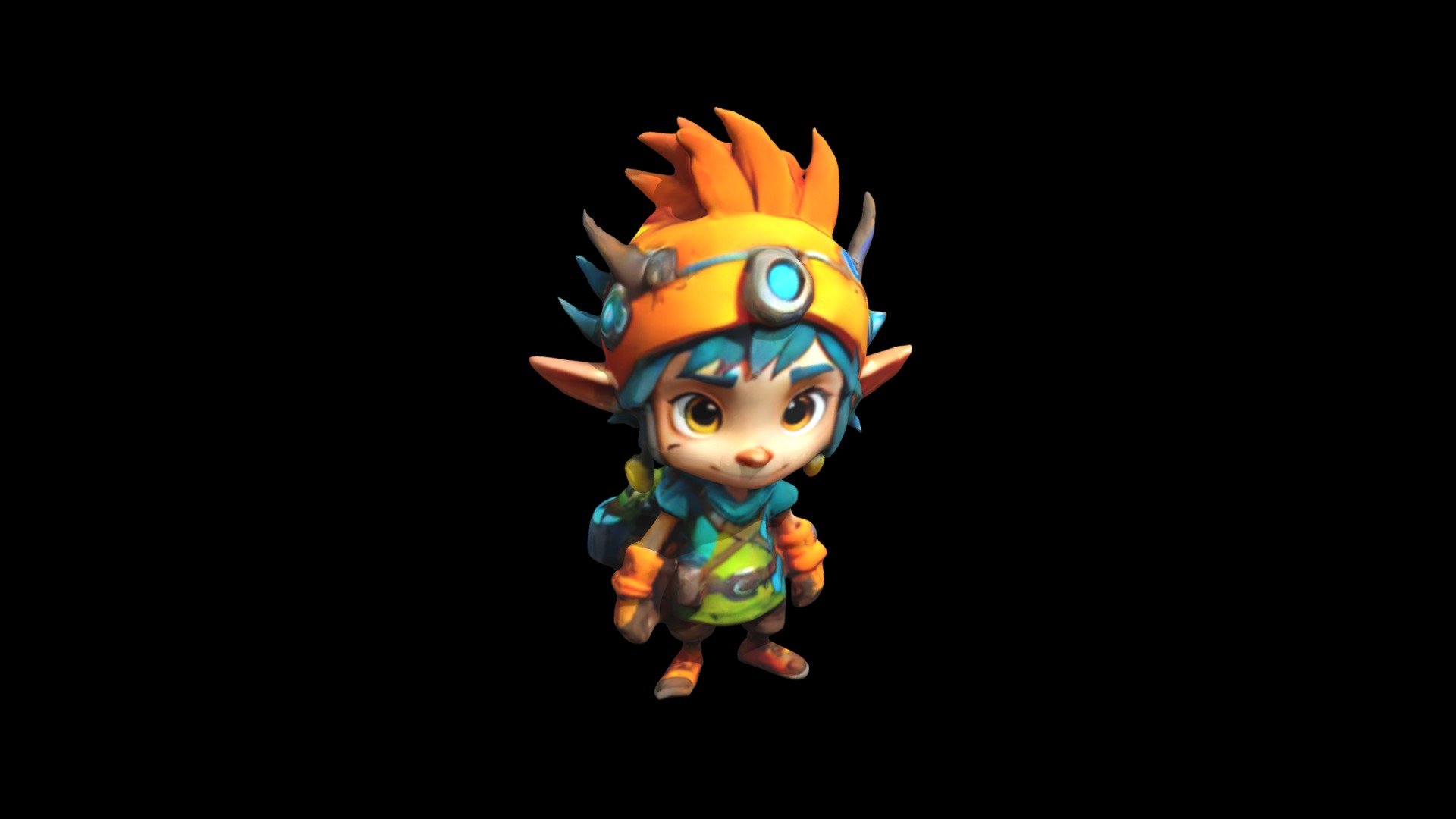 An illustration of a cartoony, happy elf with bl - Download Free 3D ...