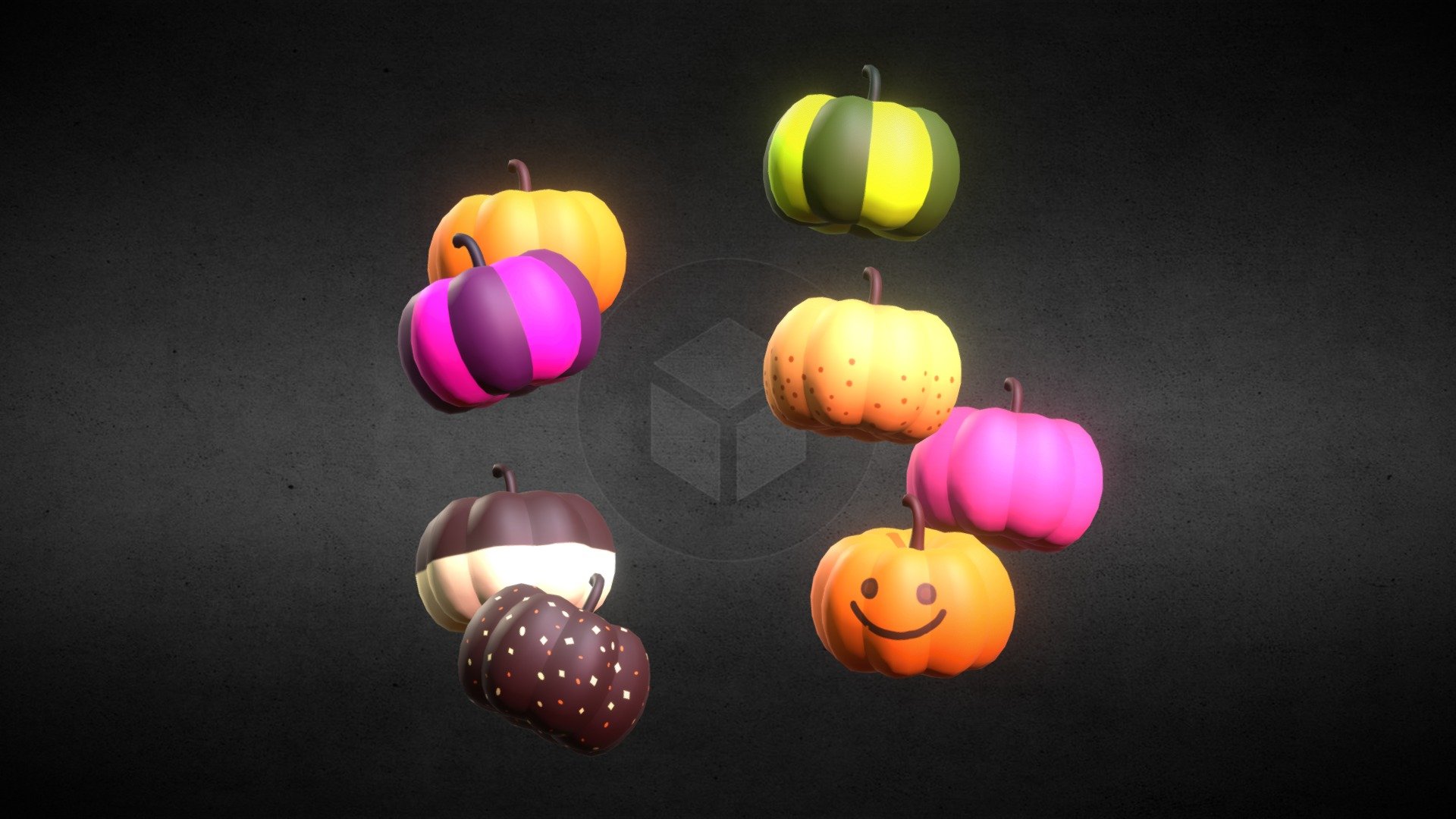 Colorfull Halloween pumpkin 3D model set - Buy Royalty Free 3D model by ...