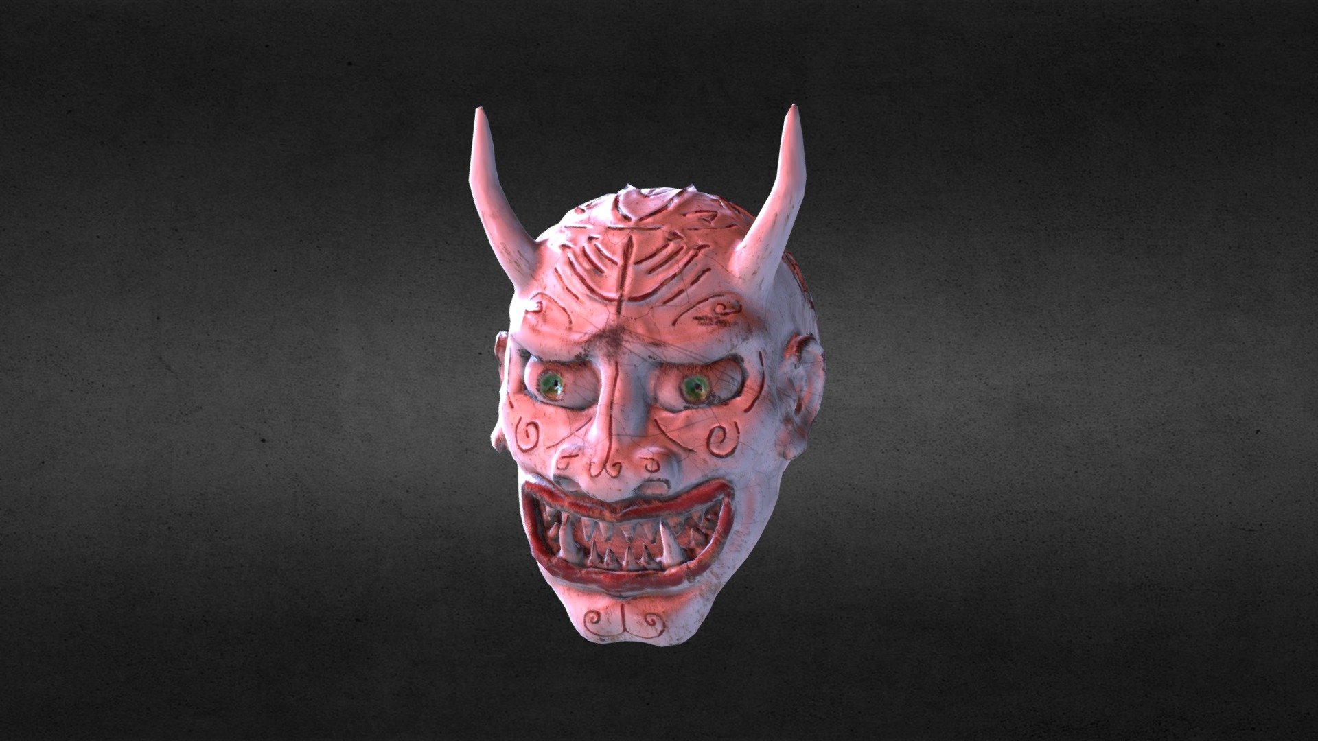 Japanese mask - 3D model by _Hellyeah_ [e7daa6e] - Sketchfab