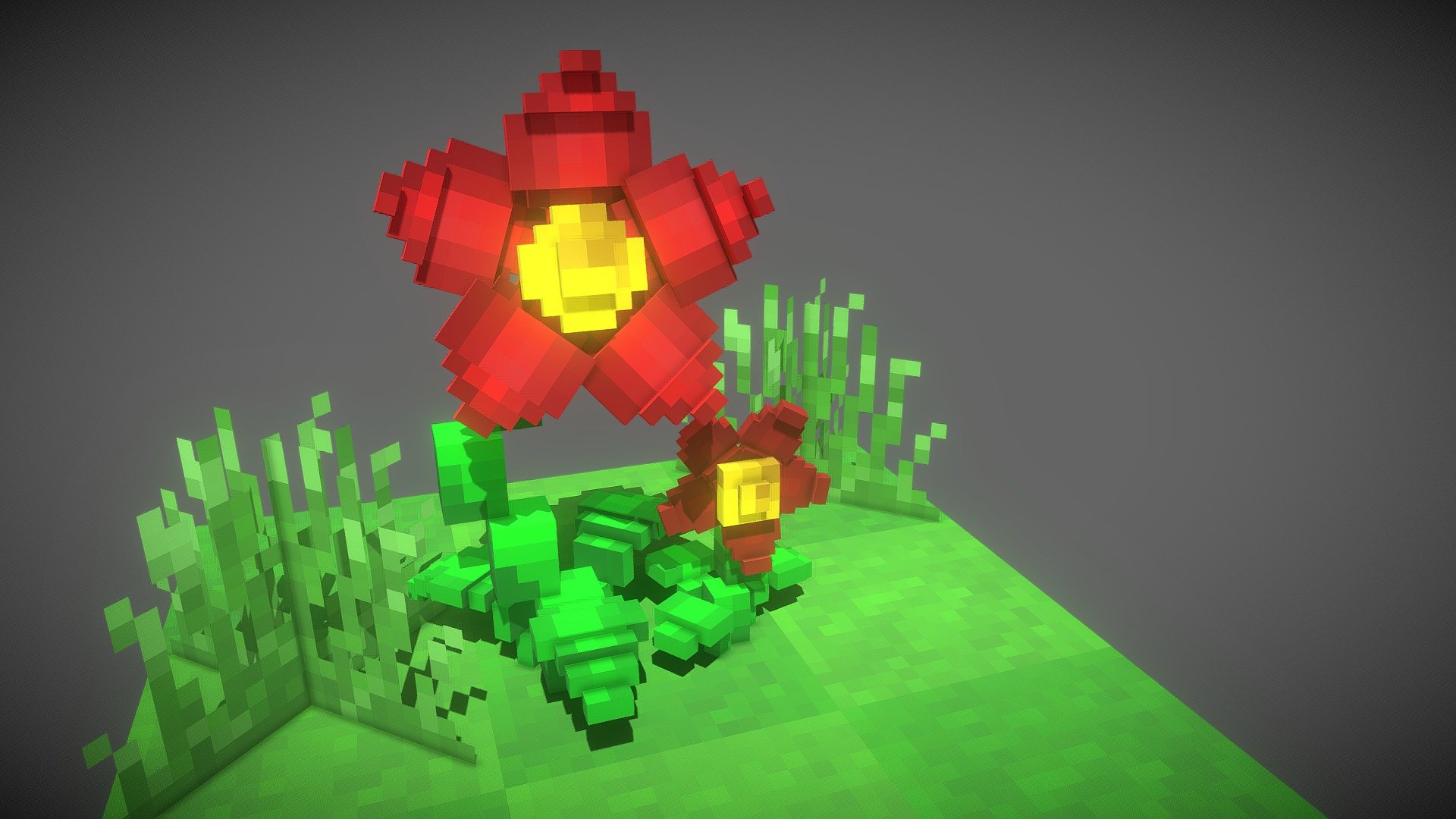 Big red flower - Minecraft voxel Style - 3D model by Rovani [e7def6b ...