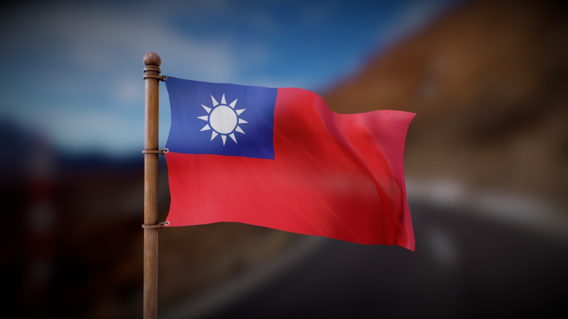 Flag of Taiwan - Wind Animated Loop - Buy Royalty Free 3D model by ...