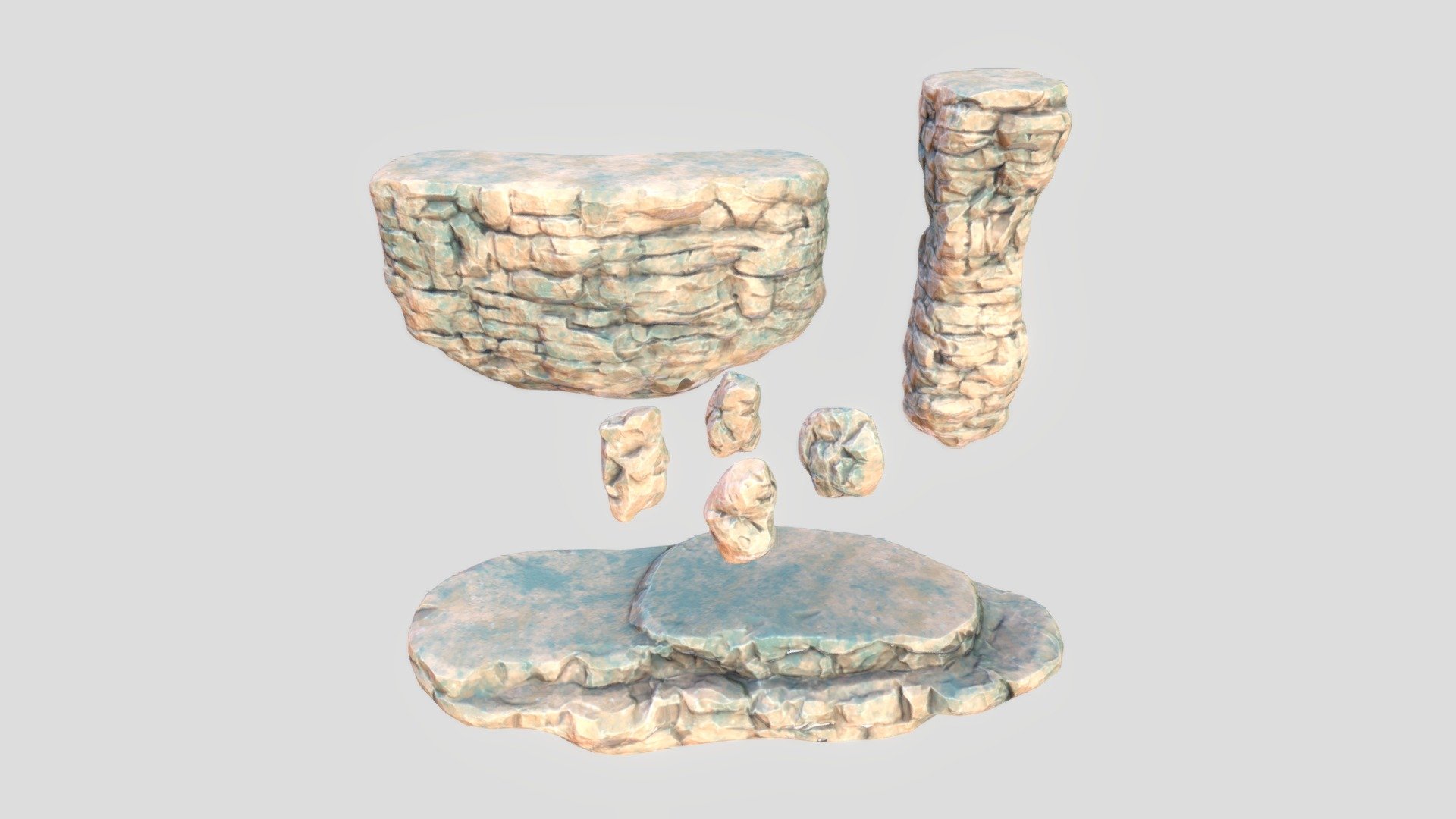 Stylized landscape rocks pack - Download Free 3D model by W_illness ...