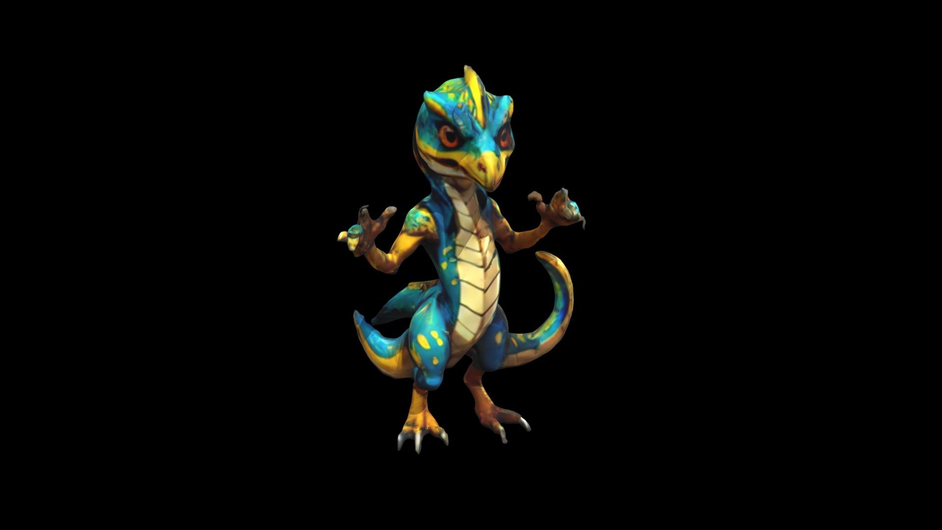 a cartoon drawing of a lizard with sharp claw - Download Free 3D model ...