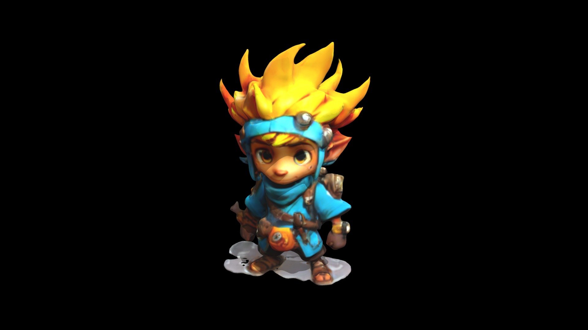 a cartoon character with a blue cape and oran - Download Free 3D model ...