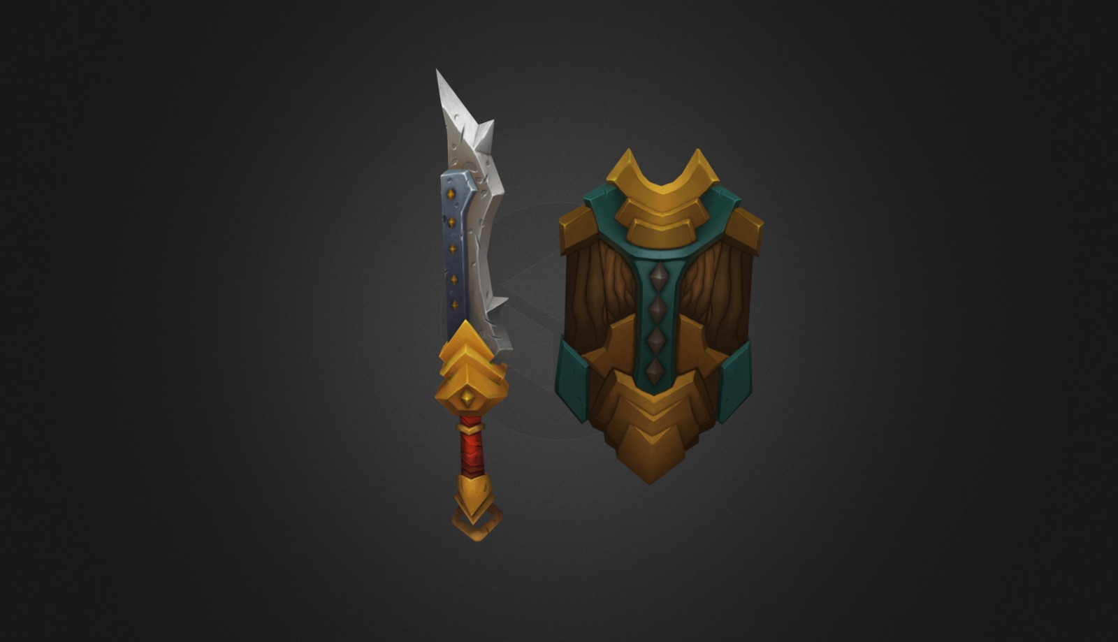 Hand Painted Sword and Shield - 3D model by ZomBit [e8121e3] - Sketchfab