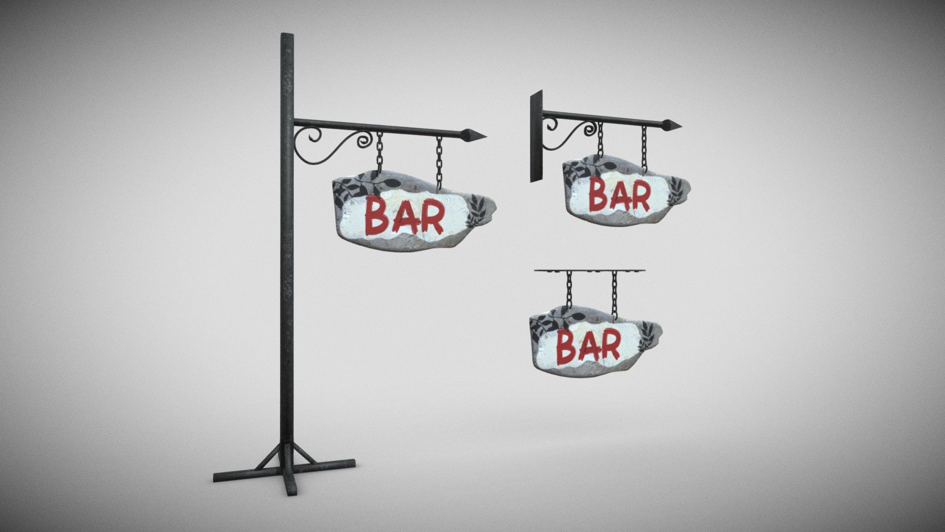 3D old wooden bar sign 02 model 3D model - 3D model by nvere [e835b0b ...