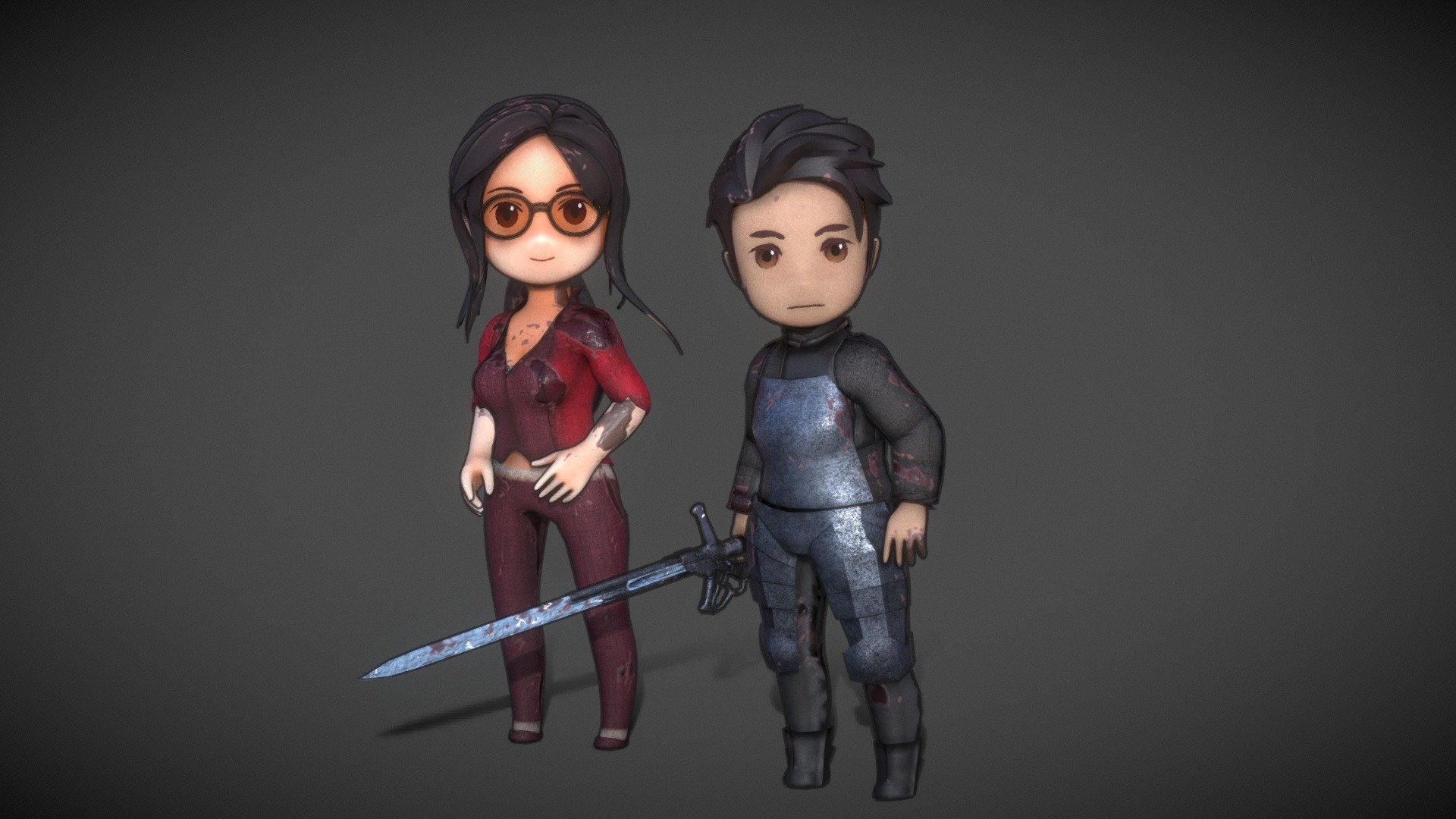 Haveto: Blue & Red Mages Baked Ver. - Download Free 3D model by ...