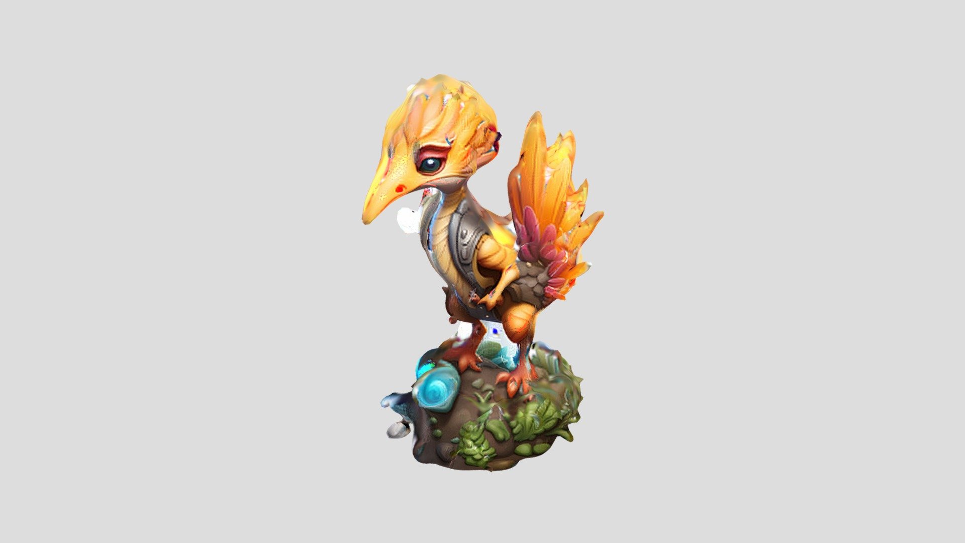 Cute Bird Statue on a Rock A small statue of - Download Free 3D model ...