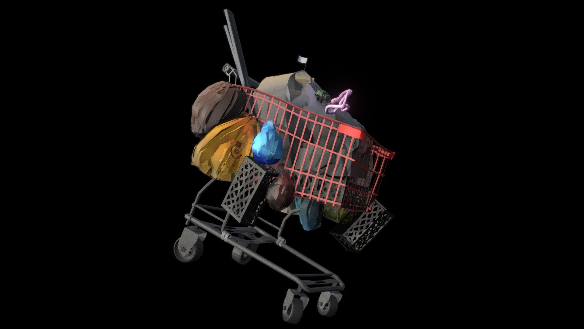 Homeless shopping cart - " W.O.R.L.D." - 3D model by a111ur [e84b1f4 ...