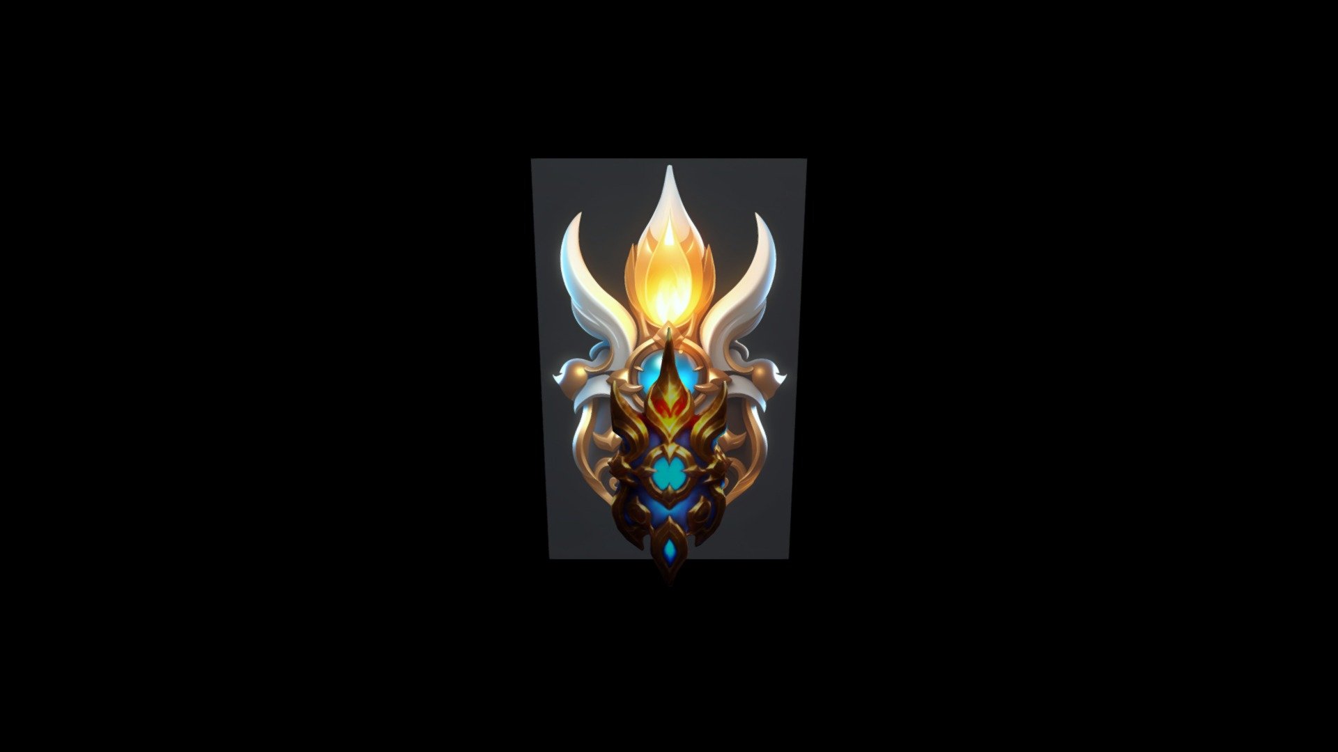 "Fantasy Badge with Horns and Blue Gemstone" - Download Free 3D model ...