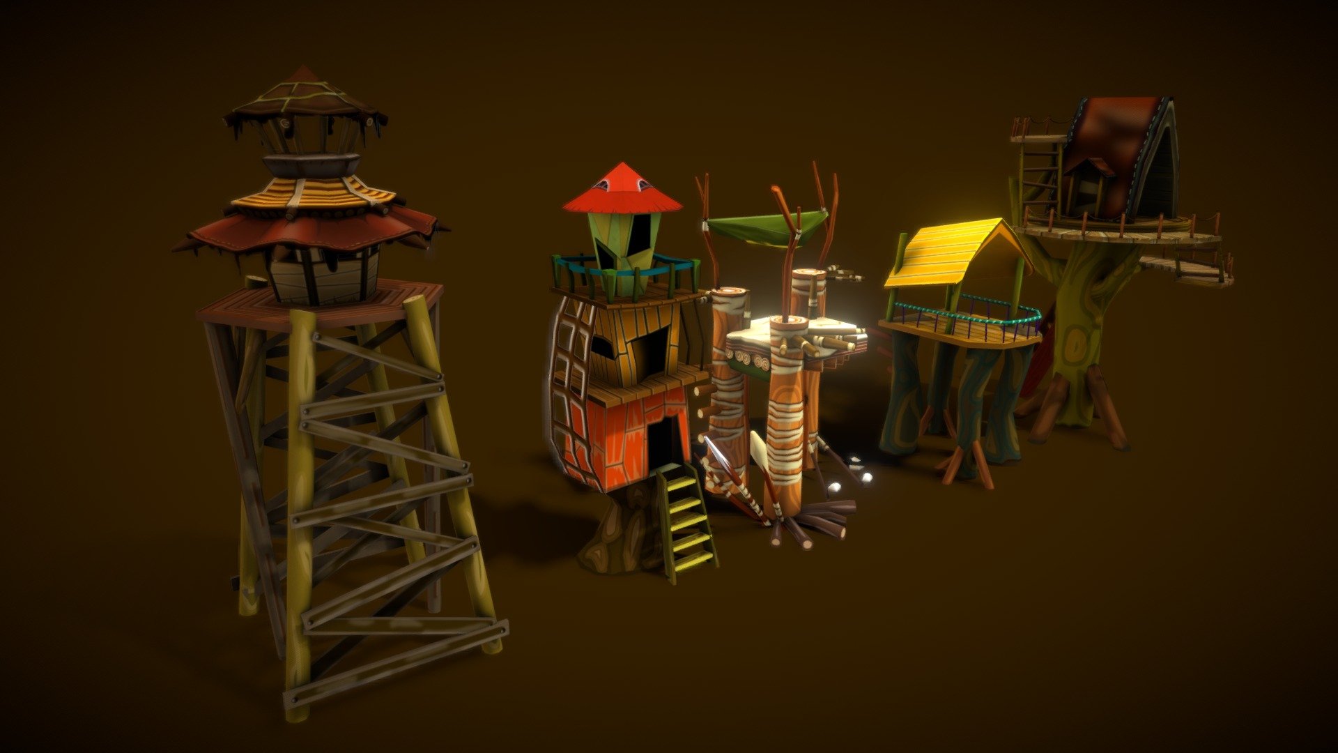 Cartoon Tower Pack - Buy Royalty Free 3D model by vustudios [e861162 ...