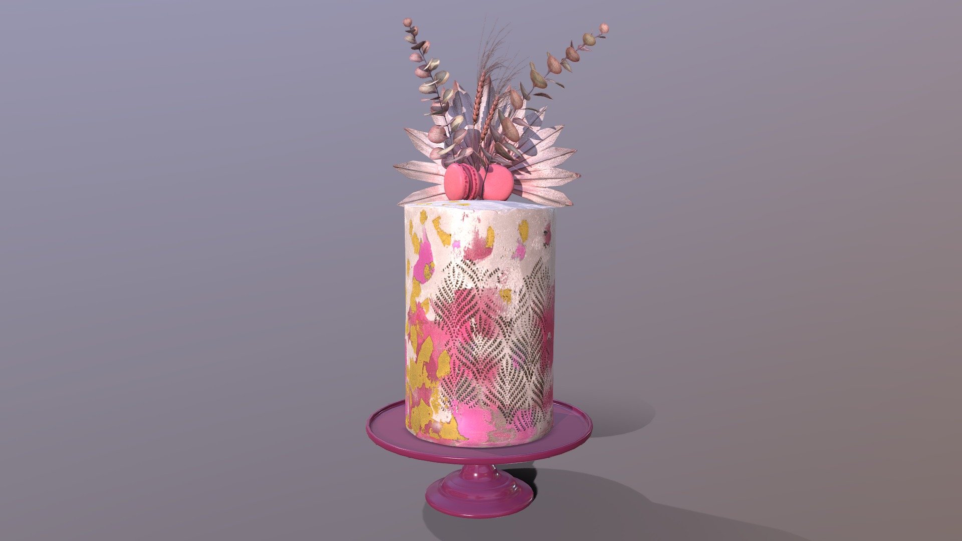 Luxury Golden Pink Buttercream Cake - Buy Royalty Free 3D model by ...