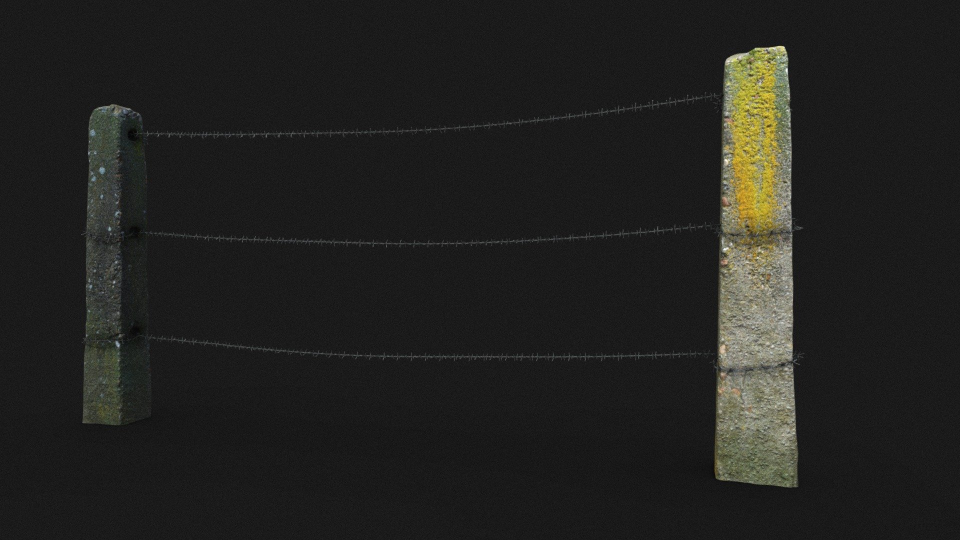 Field posts made of cement - barbed wire - Scan - Buy Royalty Free 3D ...