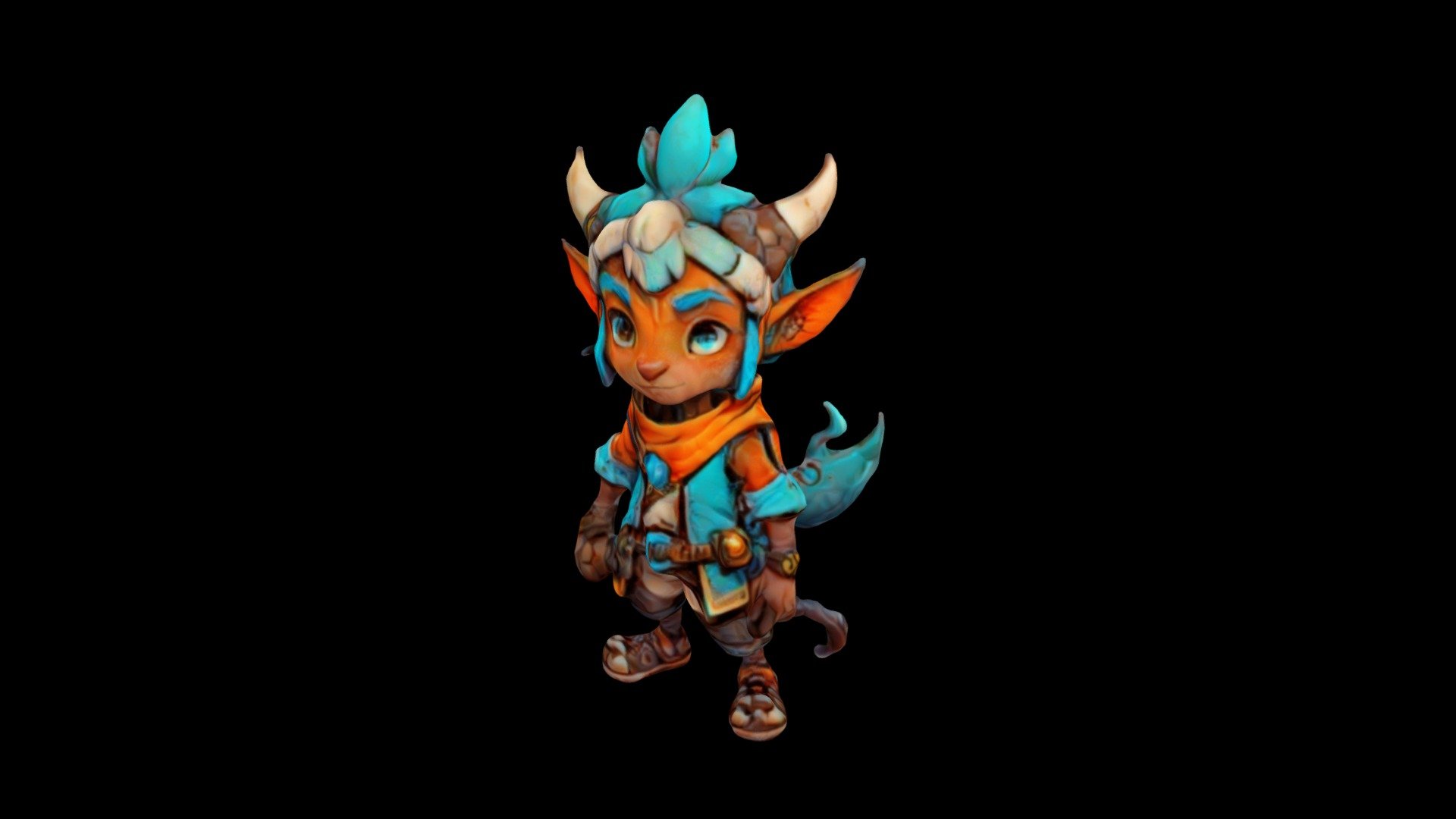 a blue skinned creature with horns and a tail th - Download Free 3D ...