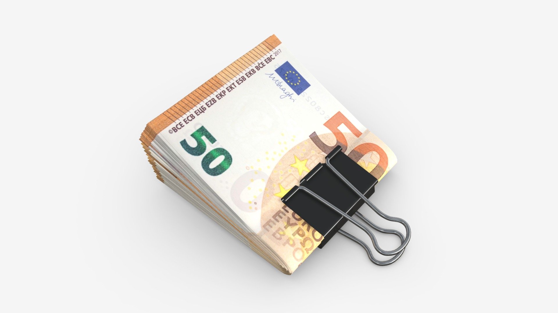 Euro banknotes folded with clip 01 - Buy Royalty Free 3D model by ...