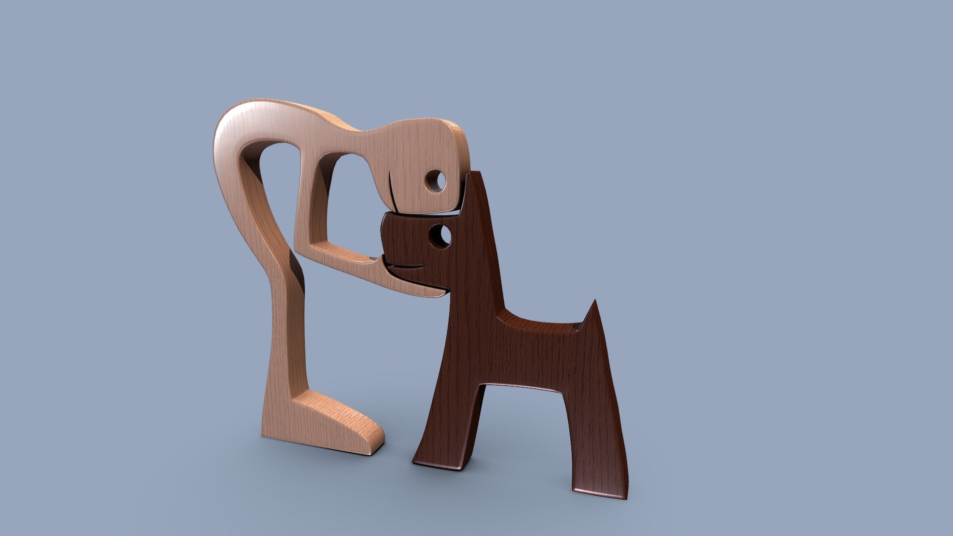 Handicrafts wooden man and dog - Download Free 3D model by vr5531 ...