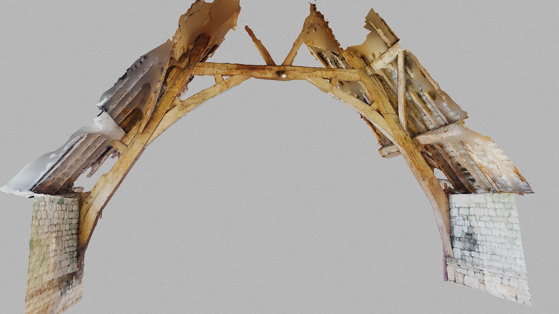 Postlip Tithe Barn - truss with single tiebeam - 3D model by Mark ...