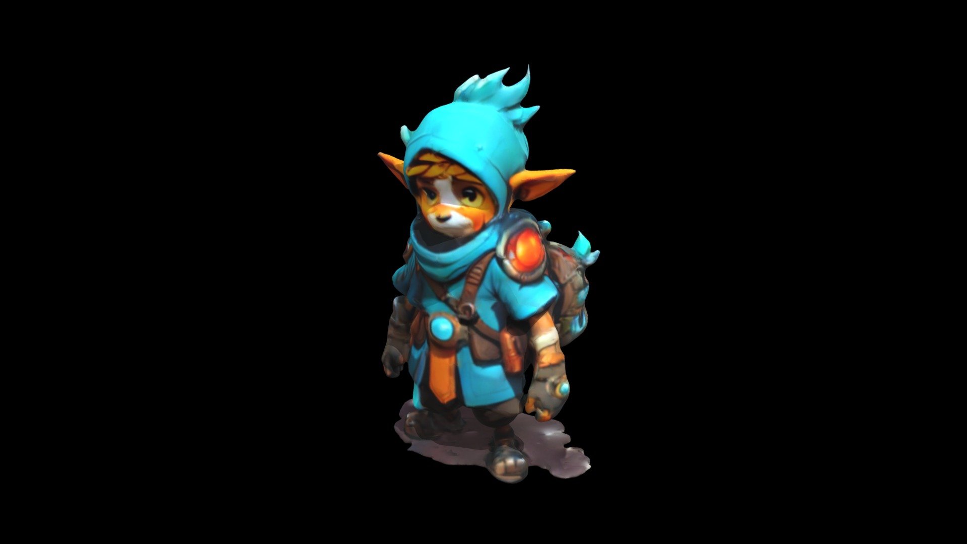 a cartoon character with a blue hood and a ba - Download Free 3D model ...